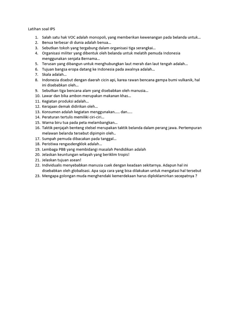 Latihan Soal IPS | PDF