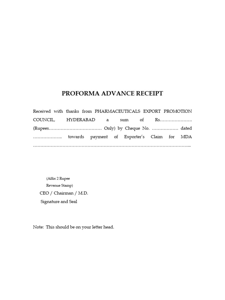 Proforma Adsvance Receipt | PDF