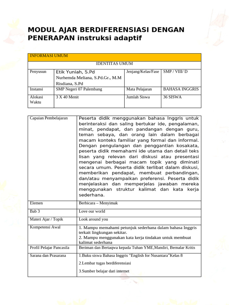 Kelas 8 Chapter 3 Unit 1 | PDF