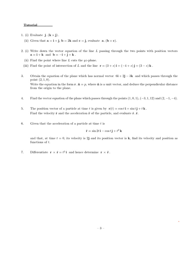 Tutorial Chapter 2 Vector II (Student) - 202505132241 - 28124 | PDF