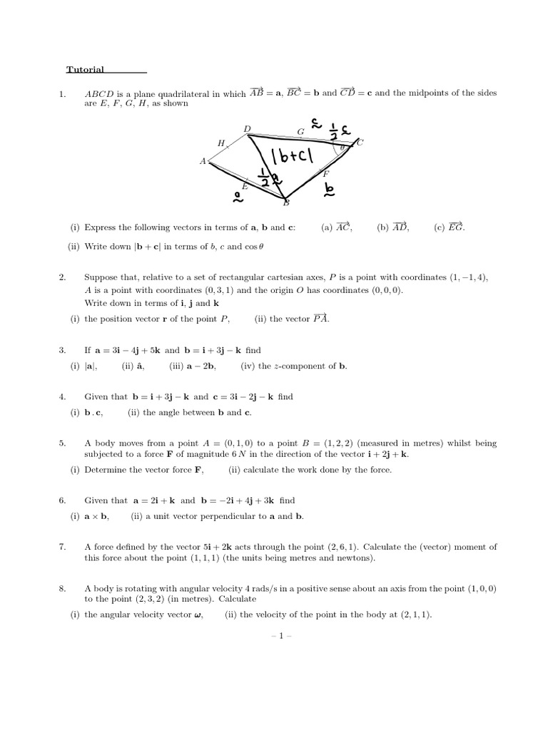 Tutorial Chapter 2 Vector I (Student) - 202505132241 - 09594 | PDF ...