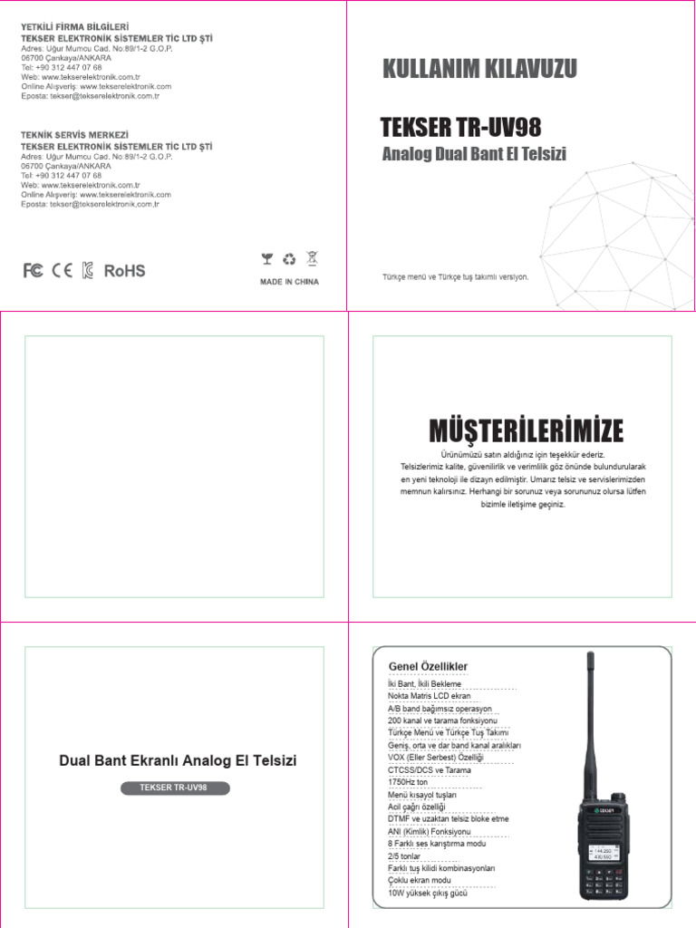 TEKSER TR-UV98 Kullanim Kilavuzu TR | PDF