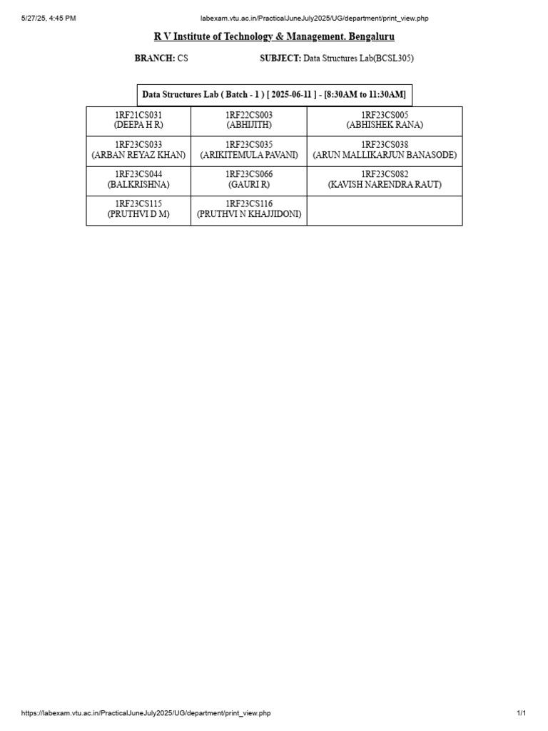 Data Structures Lab (BCSL305) (2) - 1 | PDF