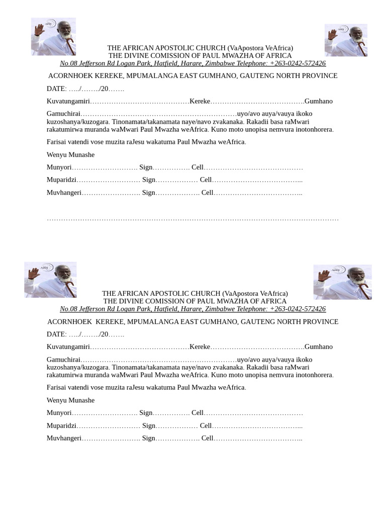 The African Apostolic Church | PDF