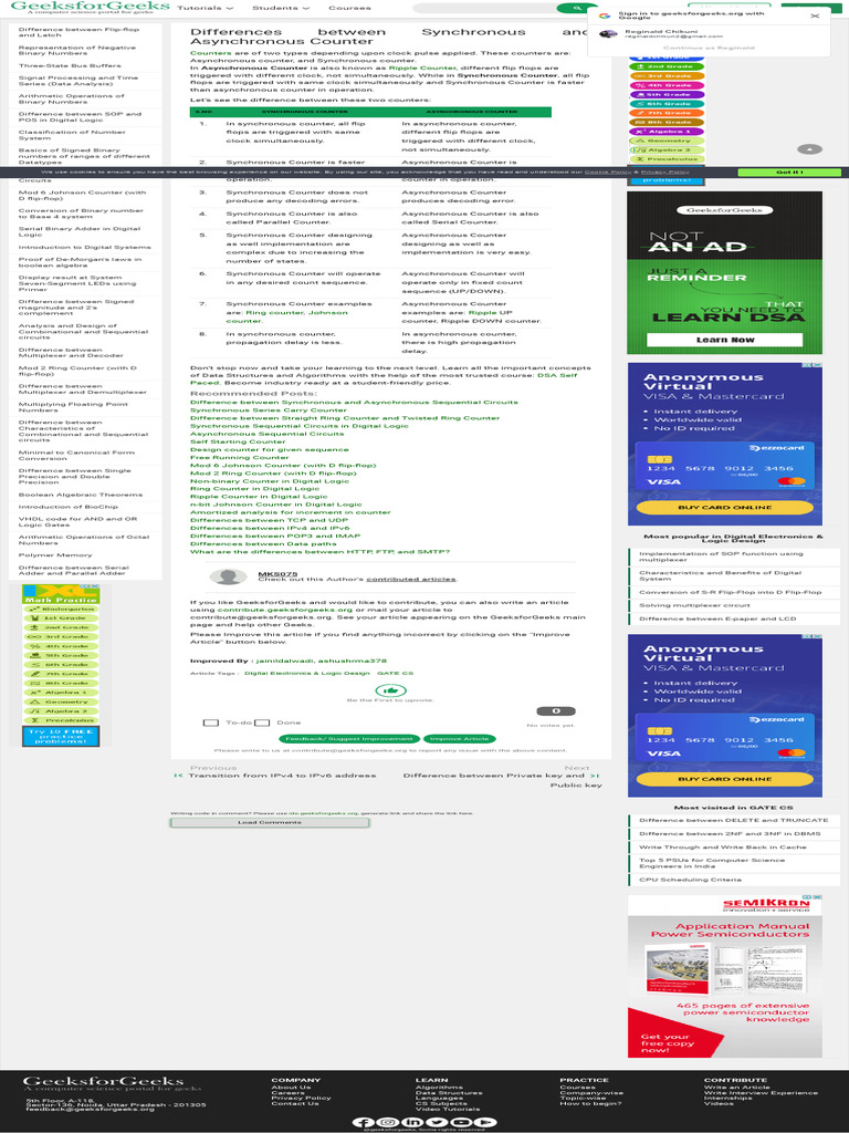 Differences Between Synchronous and Asynchronous Counter ...