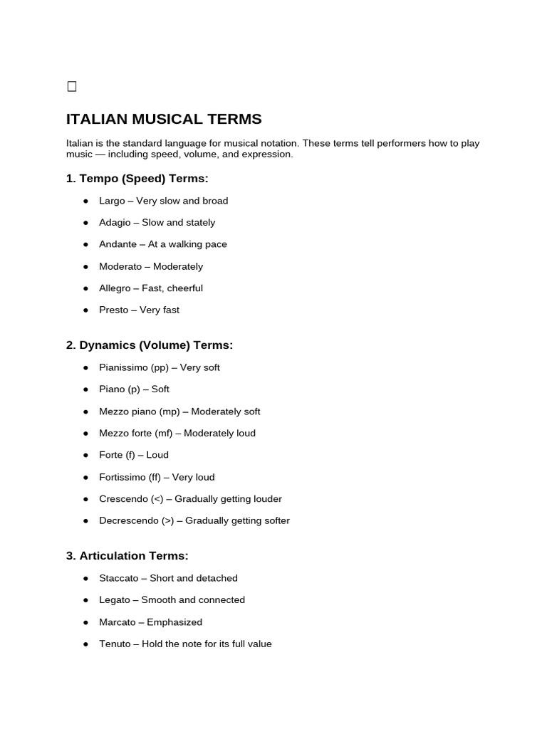 Italian Musical Terms | PDF