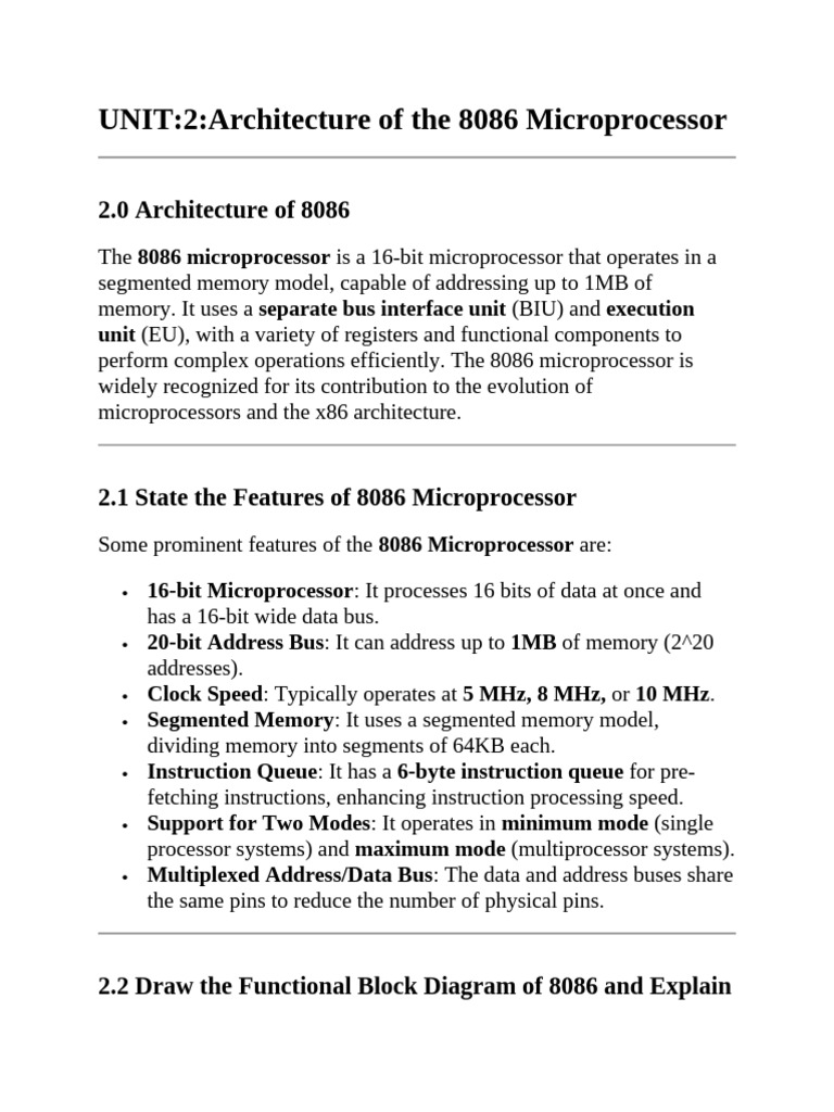 Architecture of The 8086 Microprocessor | PDF | Central Processing Unit | Office Equipment