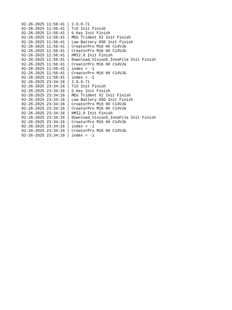 CreatorPro M16 HX Initialization Log | PDF