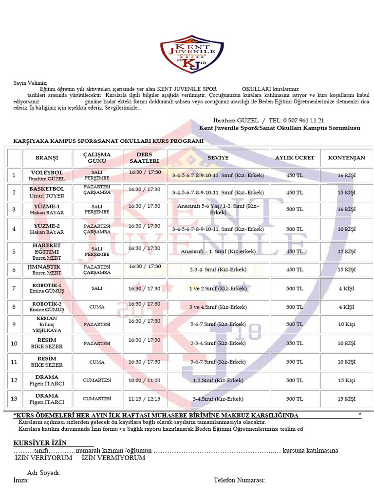 Spor Okulu 2022 KSK | PDF
