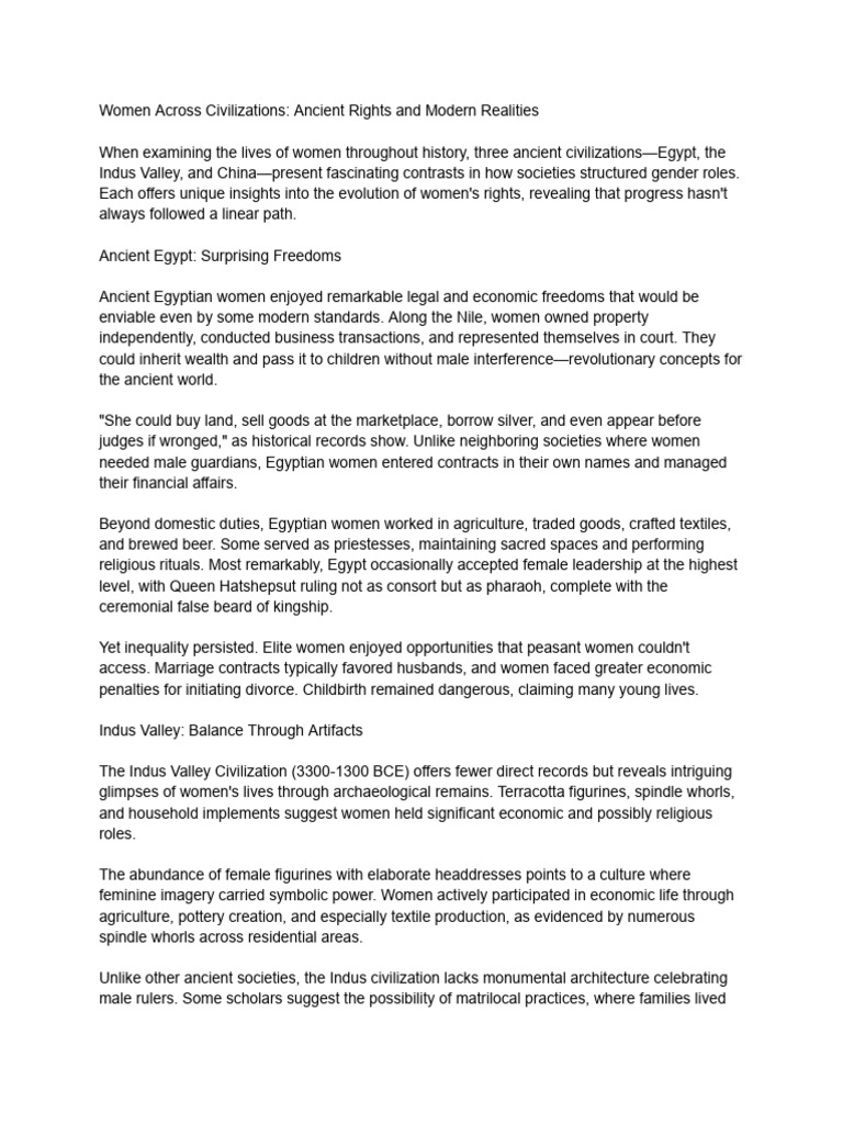 Ancient Vs Modern Civilization - Comparison of Womenhood | PDF ...