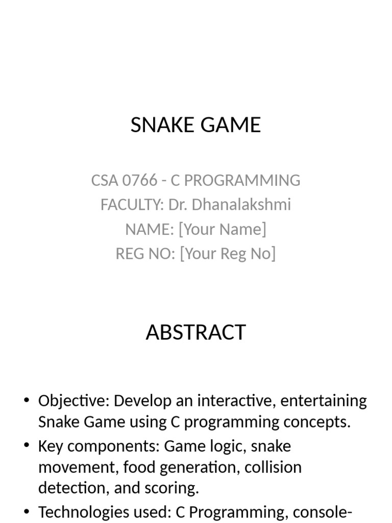 Snake Game Project Presentation | PDF | Computer Programming | Software Development Process