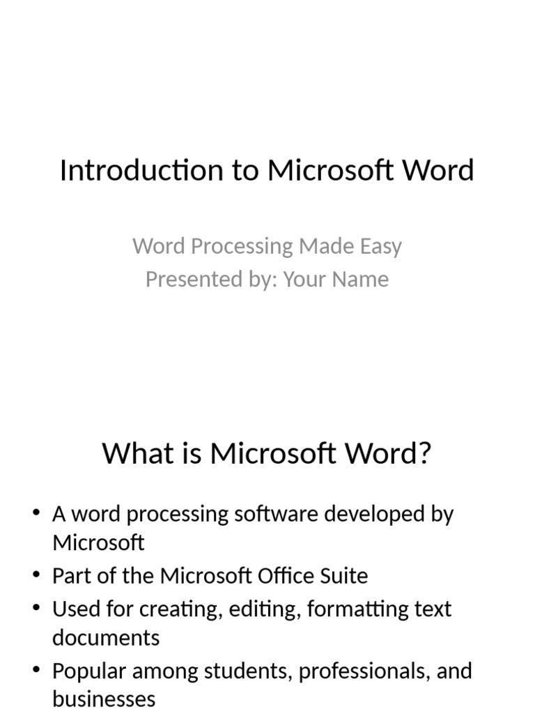MS Word Presentation | PDF