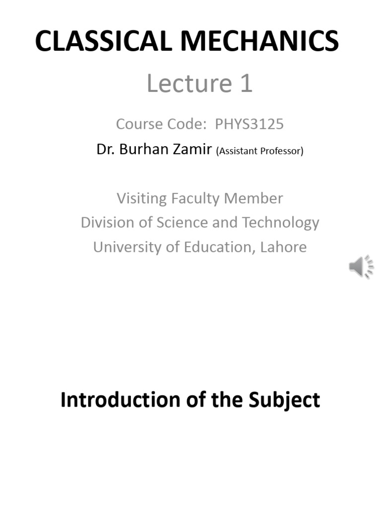 Lecture 1 BZ | PDF | Classical Mechanics | Force