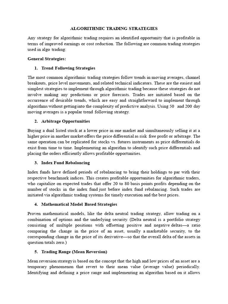 Algorithmic Trading Strategies | PDF | Algorithmic Trading | Index Fund