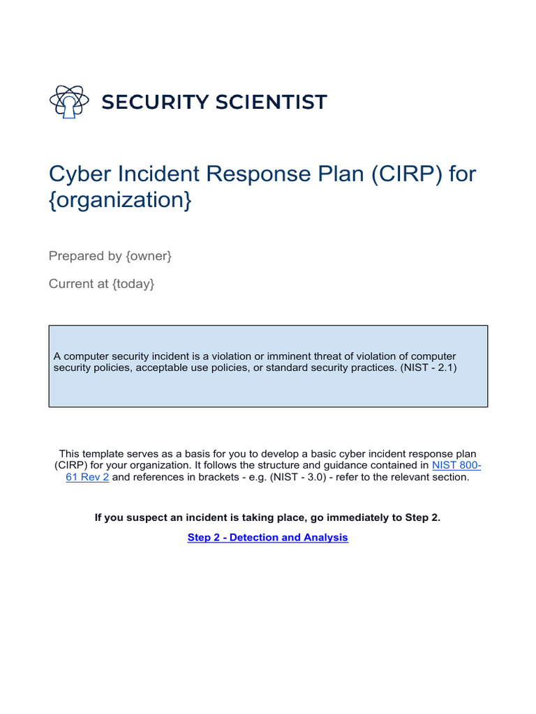 Cyber Incident Management Plan Template | PDF | Crisis Management