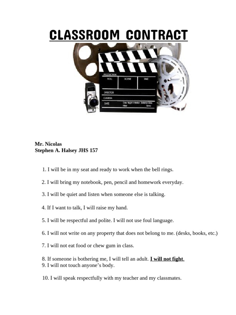 Classroom Contract (Mr. Nicolas) | PDF