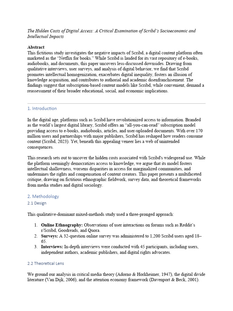 A Critical Examination of Scribd's Socioeconomic and Intellectual ...