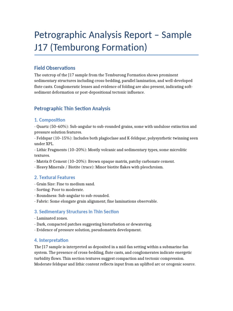 J17 Petrographic Analysis Report | PDF