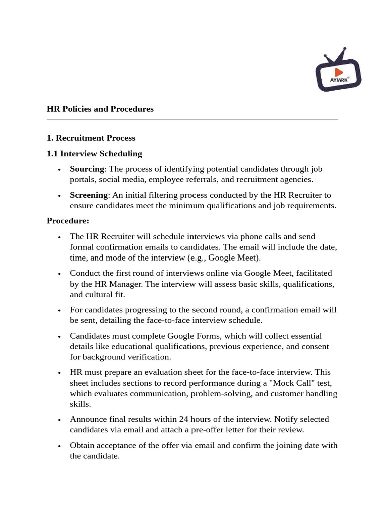 HR Policies and Procedures | PDF | Recruitment | Business