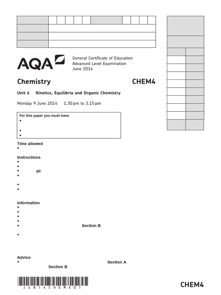 June 2014 QP - Unit 4 AQA Chemistry a-level | PDF | Ph | Acid