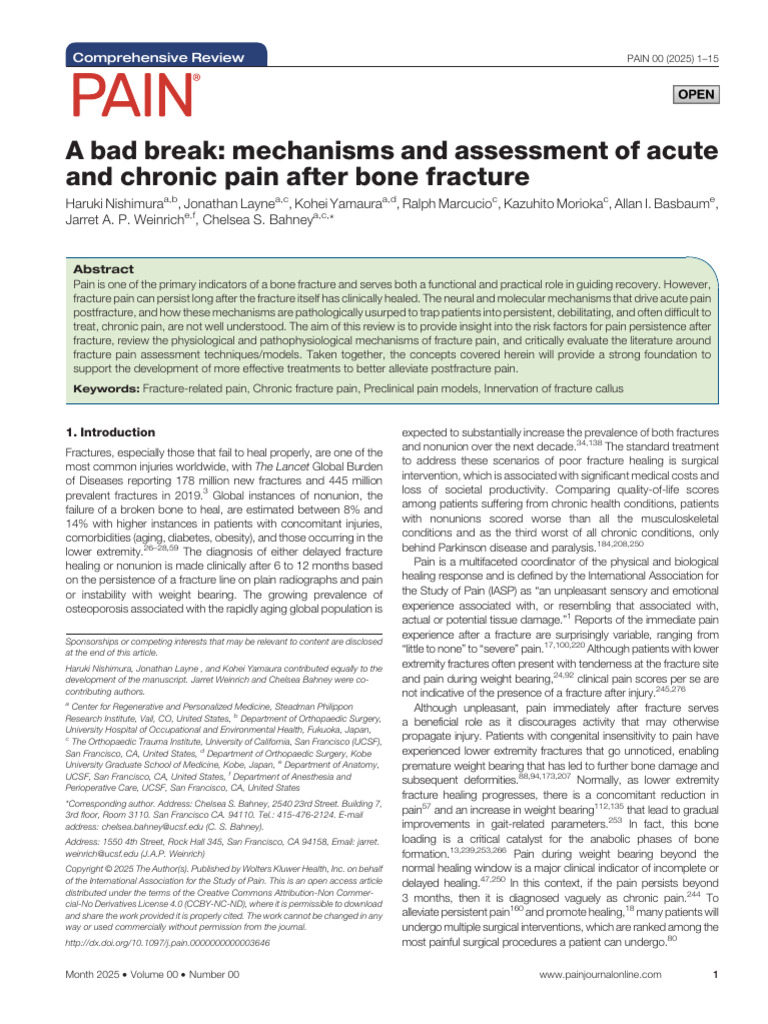 A Bad Break Mechanisms and Assessment of Acute.920 | PDF | Pain ...