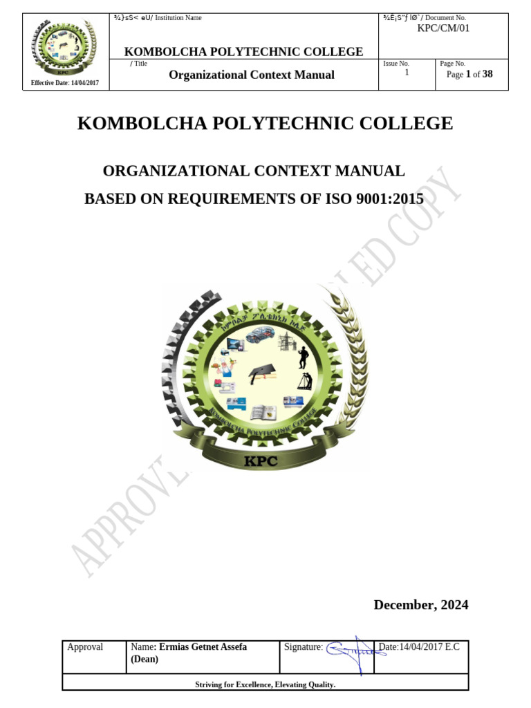 KPC-CM-01 - Organizational Context Manual | PDF