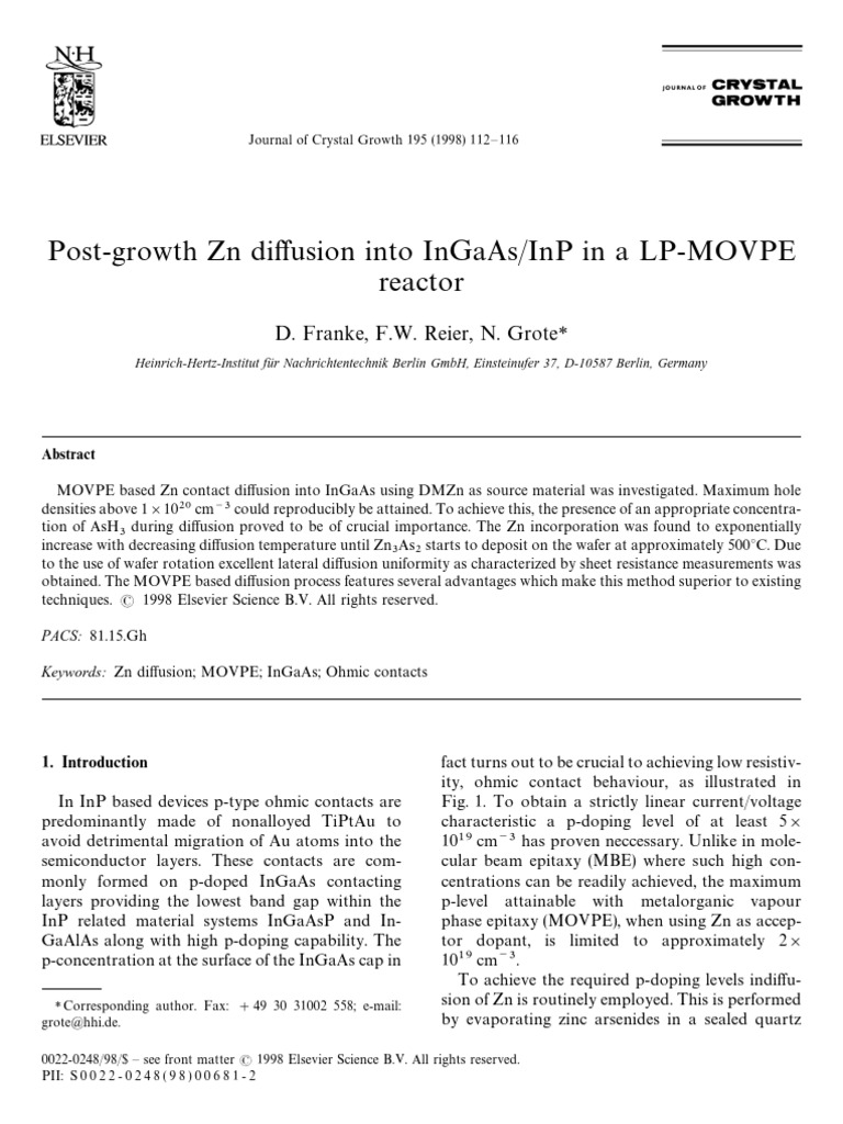 Franke 1998(key technology for zinc diffusion) | PDF | Doping ...