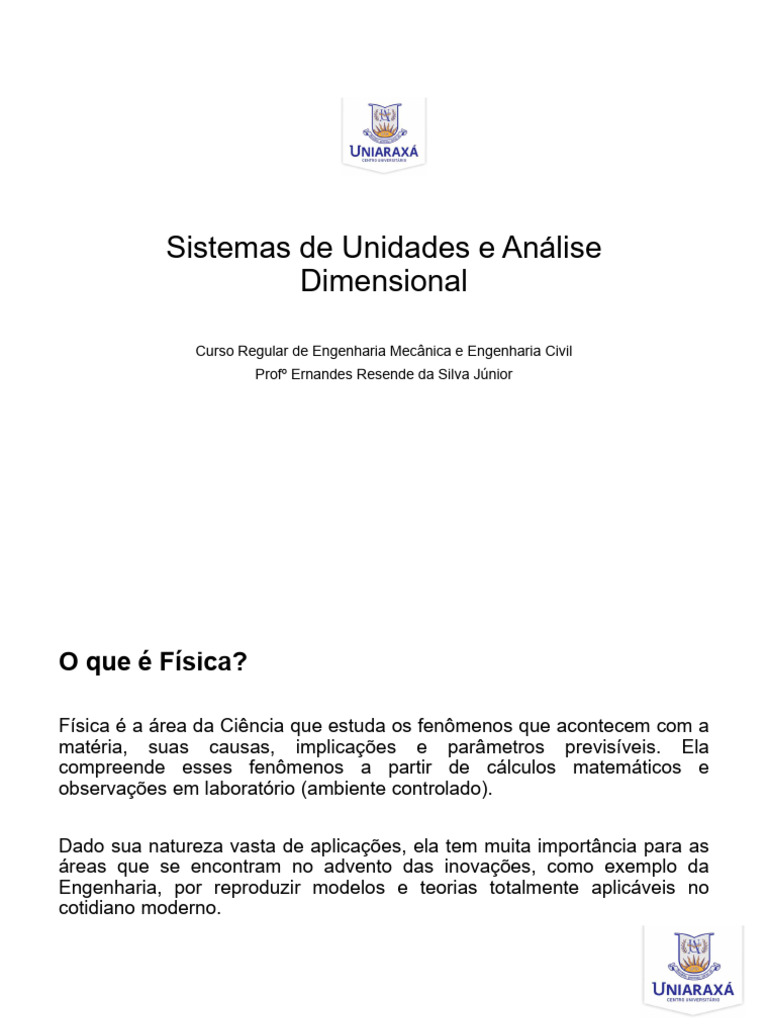 2 - Sistemas de Unidades e Análise Dimensional | PDF | Sistema ...