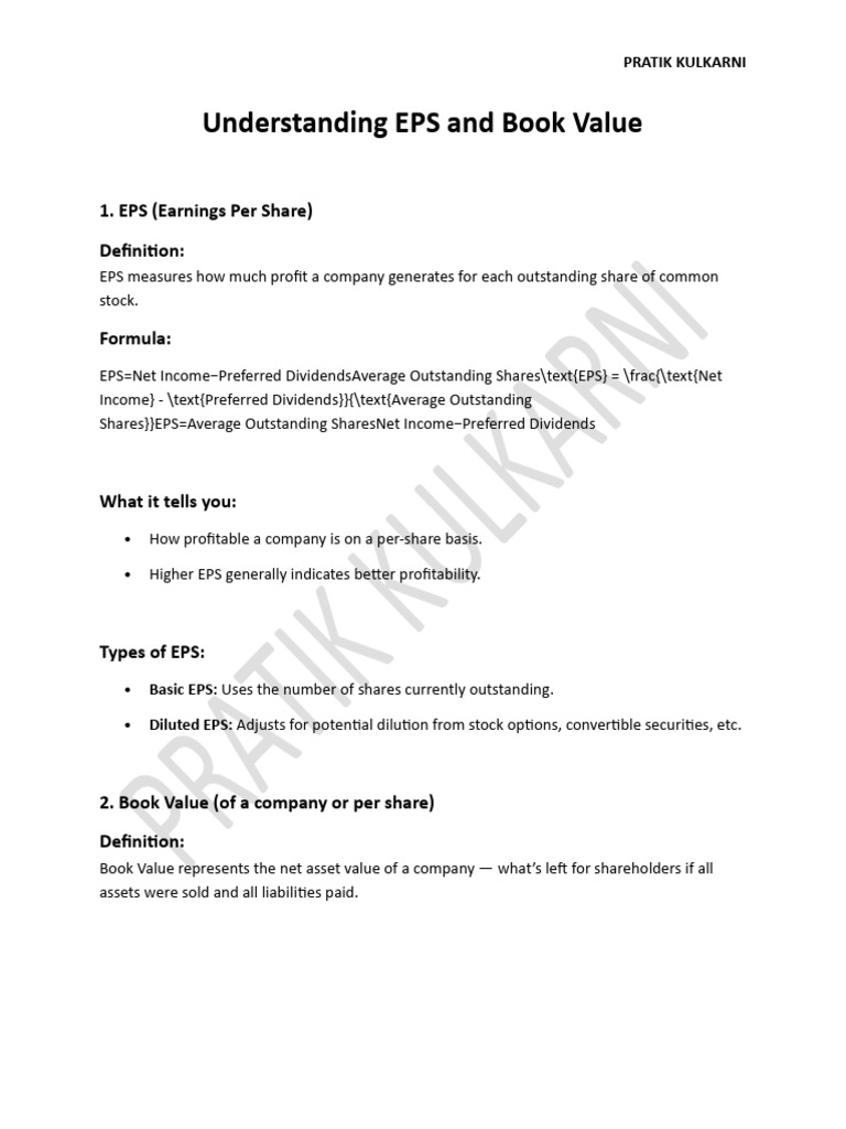 Understanding EPS and Book Value | PDF