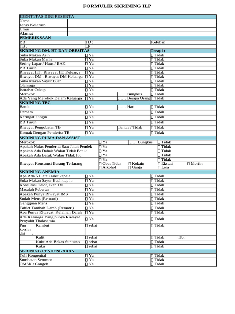 Form Skrining ILP | PDF