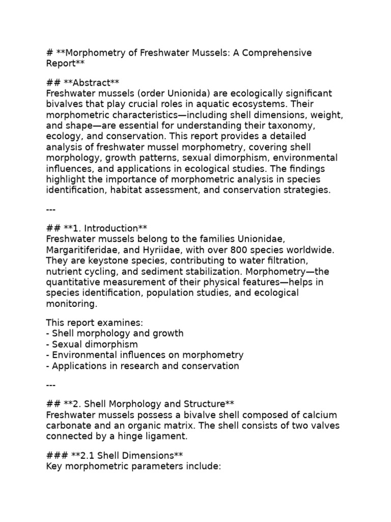 Freshwater Mussel Morphometry Insights | PDF | Morphometrics | Ecology