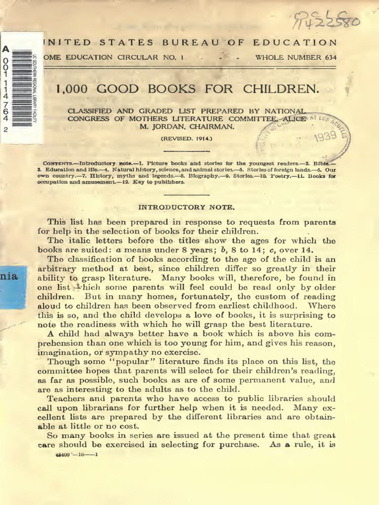 1,000 Good Books For Children (IA 1000goodbooksfor00natiiala) | PDF ...