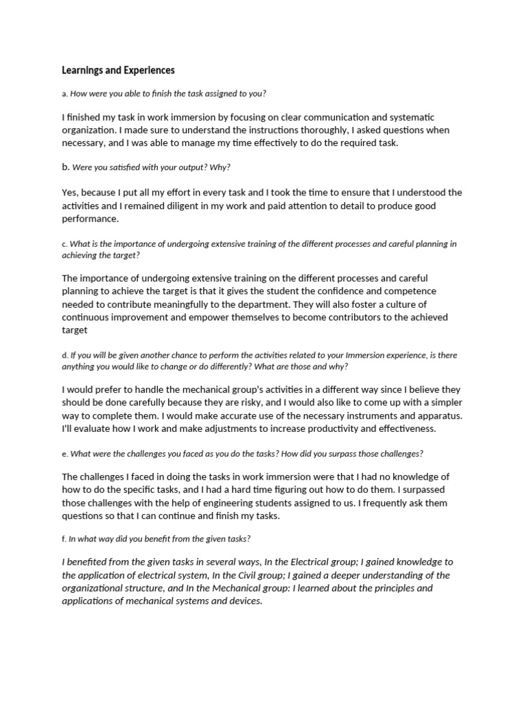 Work Immersion | PDF