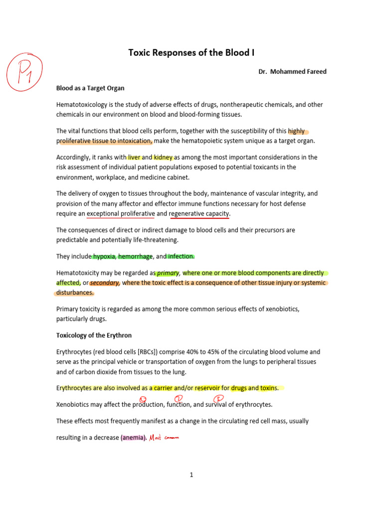 Hematotoxicology: Blood Toxic Responses | PDF | Coagulation | Hemoglobin