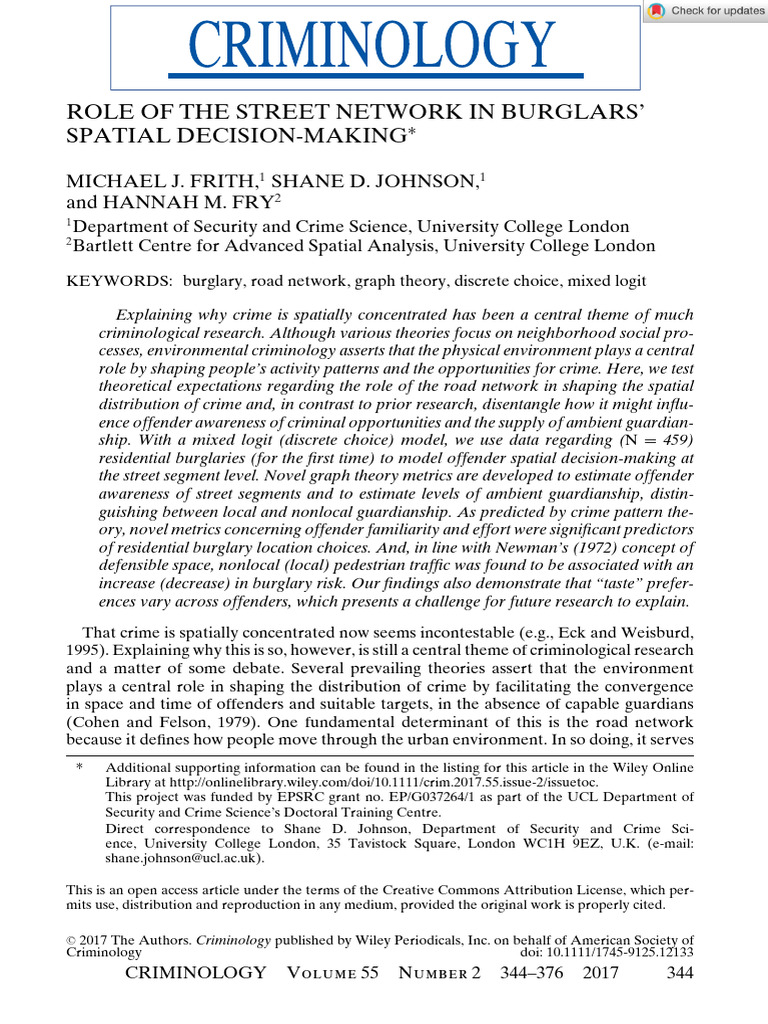 Street Network Impact on Burglary Decisions | PDF | Criminology ...