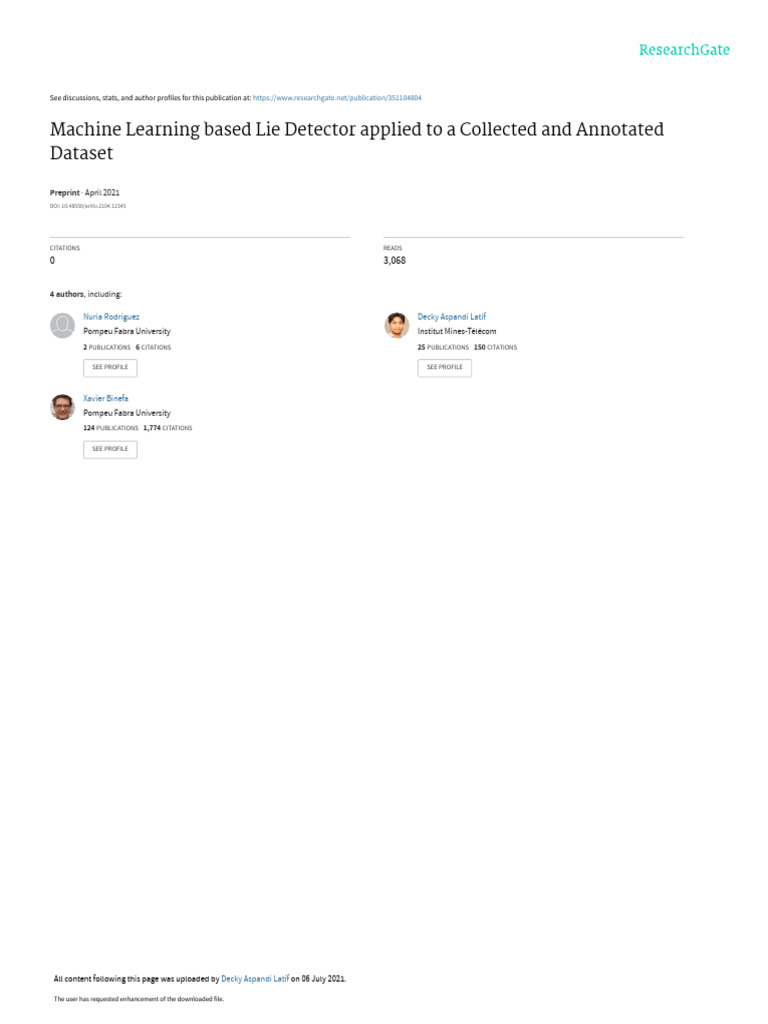 Machine Learningbased Lie Detectorappliedtoa Collectedand Annotated ...
