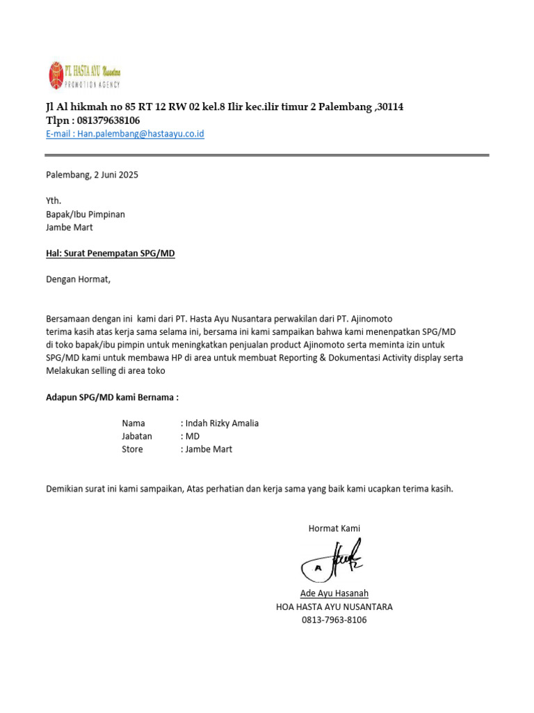 Surat Tugas Jambe | PDF