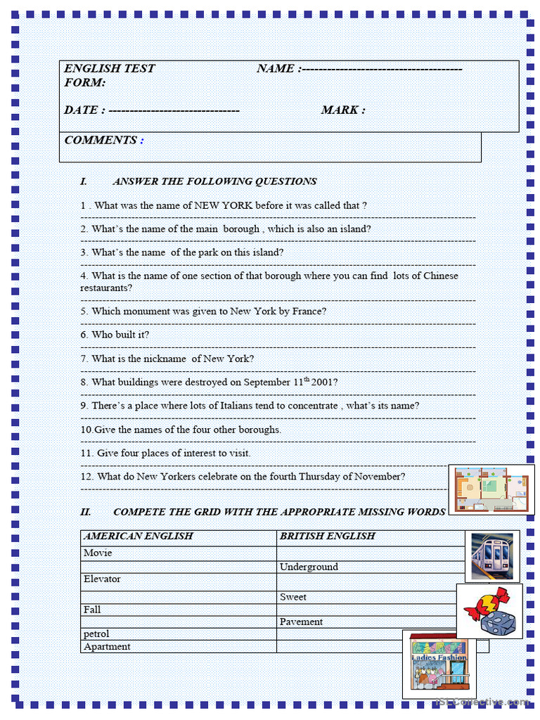 New York - Comparative and Superlative Test | PDF | Syntax | Linguistic ...
