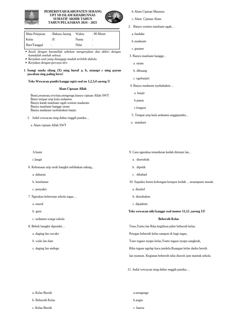 Soal Jawa Serang SAT | PDF