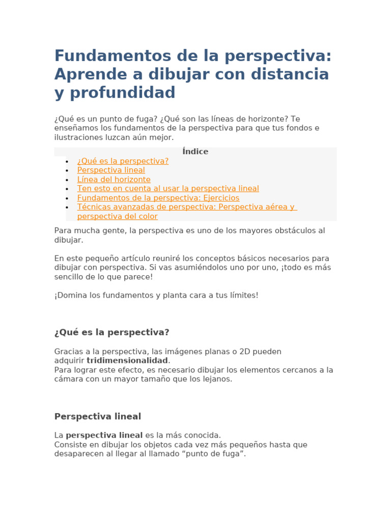 Fundamentos de La Perspectiva | PDF | Perspectiva (Gráfica) | Horizonte