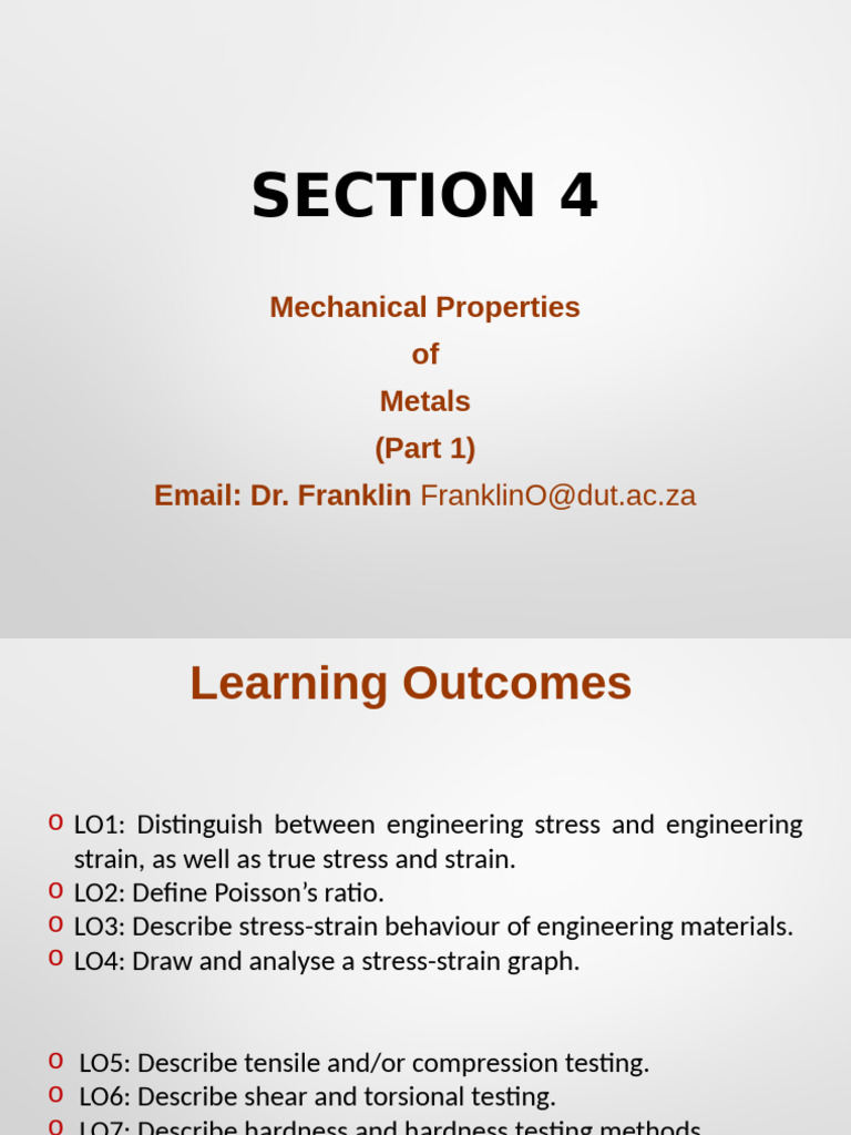 Section 4 - Mechanical Properties of Metals | PDF | Deformation ...