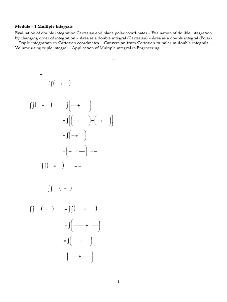 Unit1 MultipleIntegrals | PDF | Area | Coordinate System