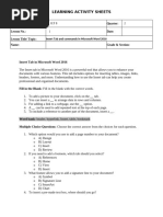 Insert Tab Practical Exercise | PDF