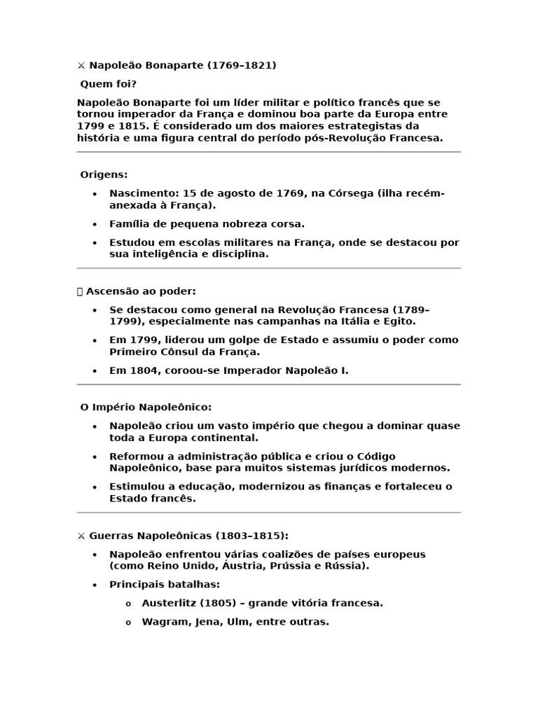 Ascensão E Queda De Napoleão Bonaparte Pdf