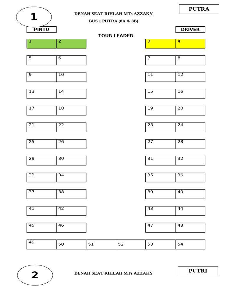 Denah Seat Bus Rihlah Mts Azzaky | PDF | Bus Transport | Public Transport