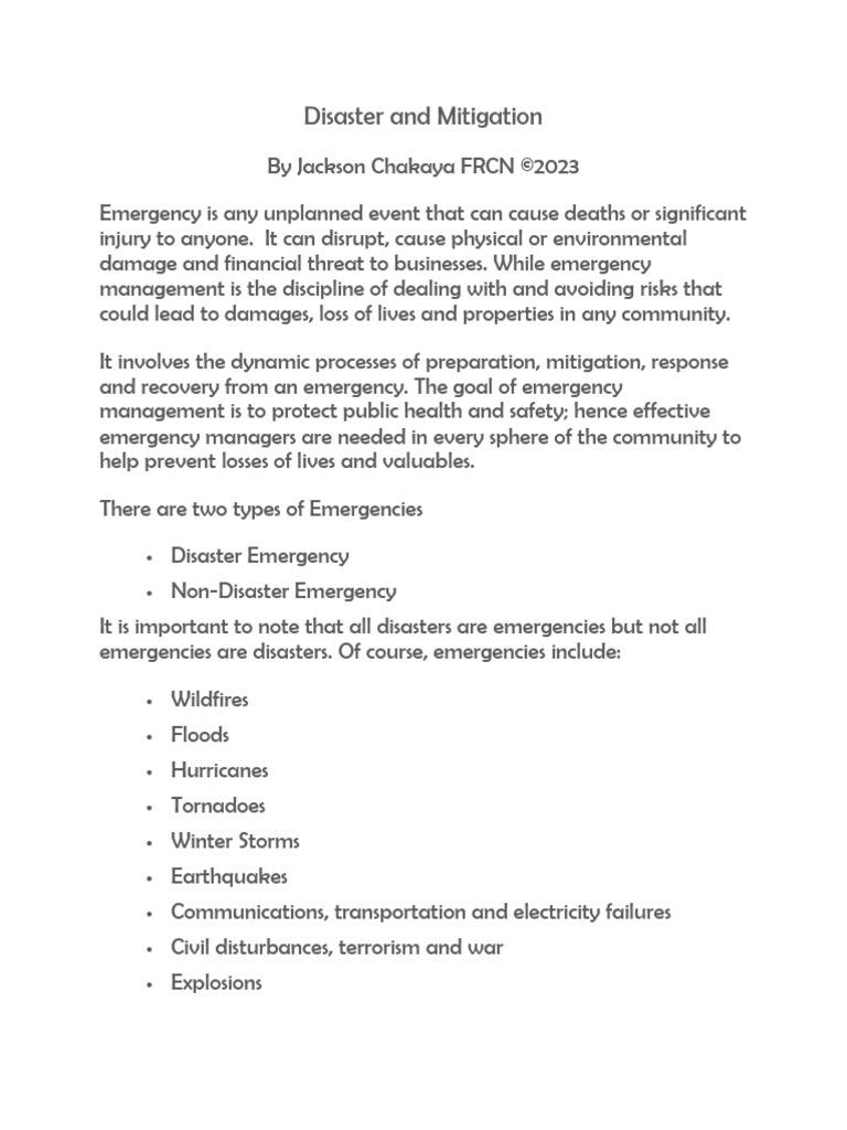Disaster and Mitigation - Jackson 2023 | PDF | Emergency | Natural ...