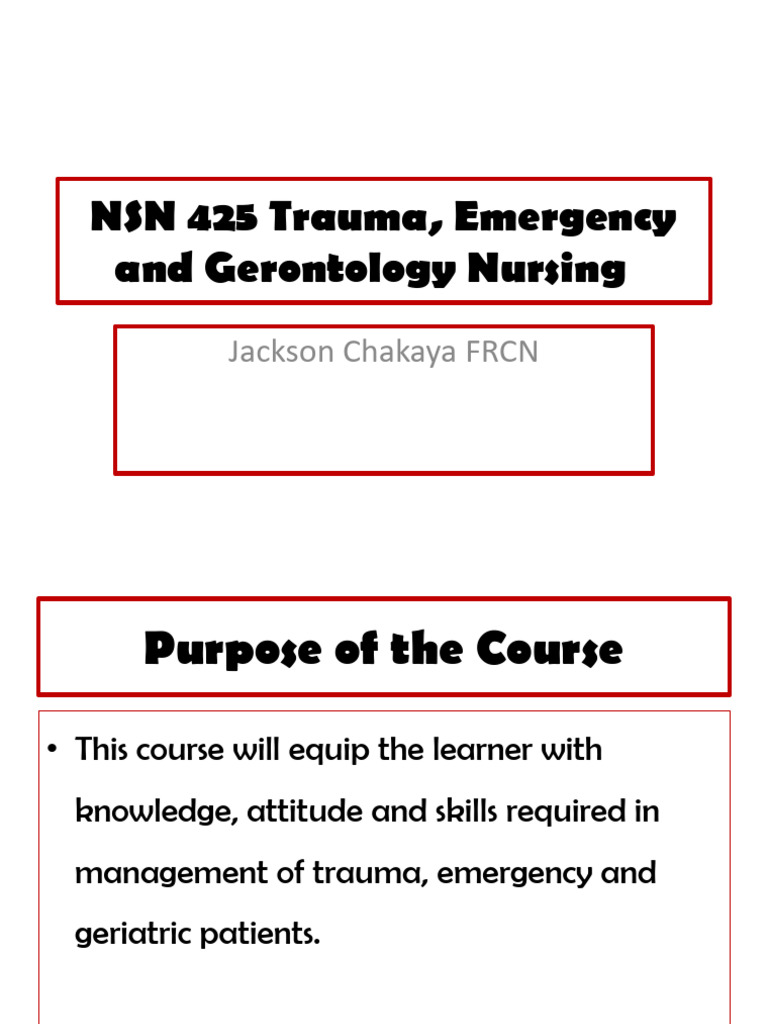 Trauma and Emergency Nursing Course | PDF | Emergency | Major Trauma