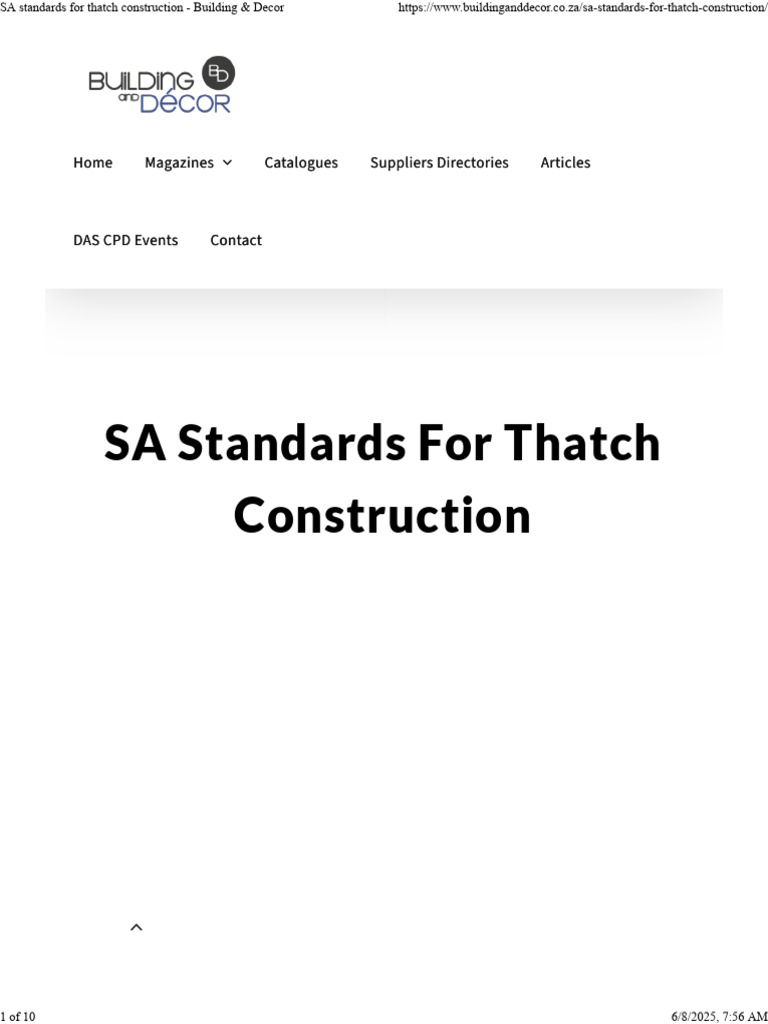 SA Standards For Thatch Construction - Building & Decor | PDF | Specification (Technical Standard)
