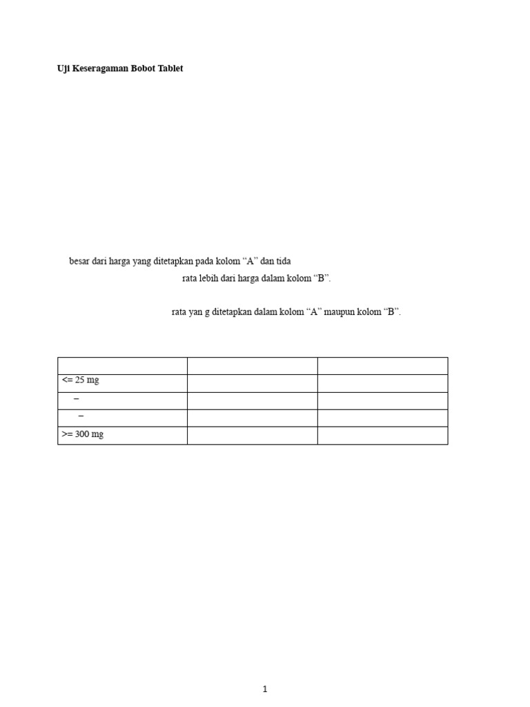 Uji Keseragaman Bobot | PDF