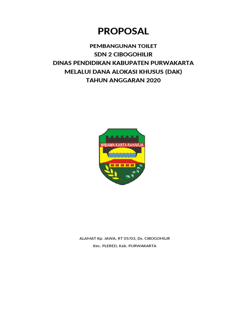 Contoh Propsal Pengajuan DAK 21 Toilet | PDF